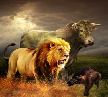 The lion and the bull (Sandhibheda-Jataka)